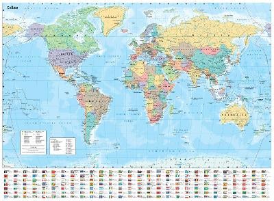 Collins World Wall Laminated Map by Collins Maps | Paper Plus