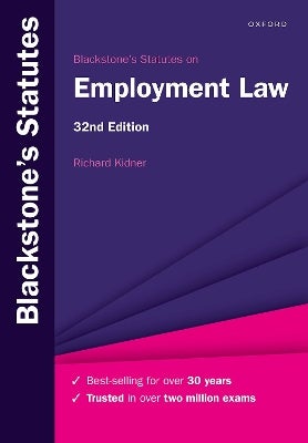 Blackstone's Statutes on Employment Law by Richard Kidner | Paper Plus