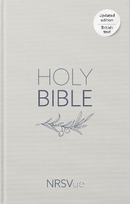 NRSVue Holy Bible, Pale Grey Hardback, Olive Illustration, Navy Ribbon ...