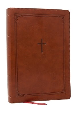 NKJV Giant Print End-of-Verse Reference Bible, Brown Leathersoft, Red ...