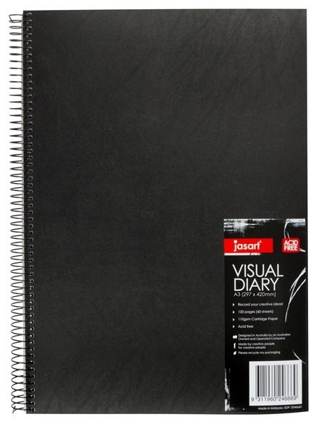 Jasart A3 Visual Diary Spiral, 110gsm, 60 Sheets | Paper Plus