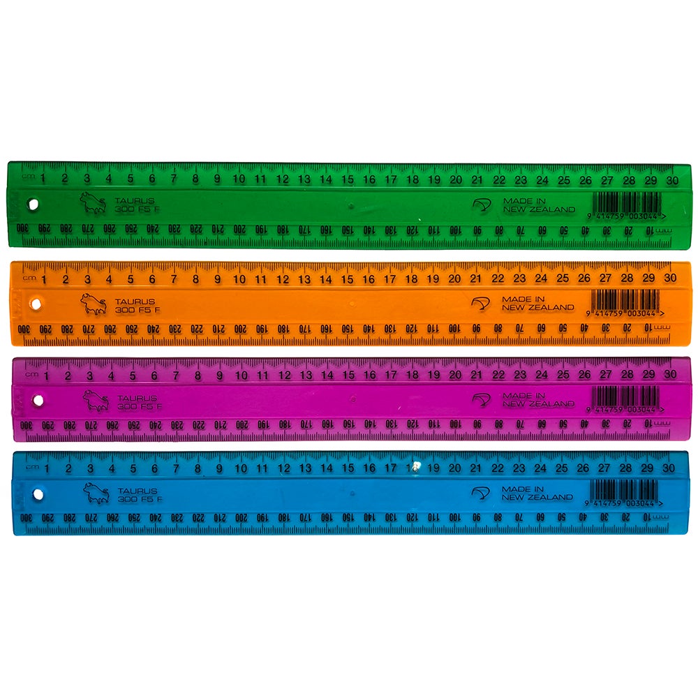 Taurus Ruler Fluoro Assorted Colours 30cm | Paper Plus