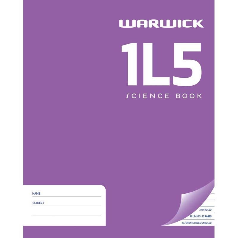 Warwick Exercise Book 1L5 36 Leaf Ruled 7mm Unruled 255x205mm | Paper Plus