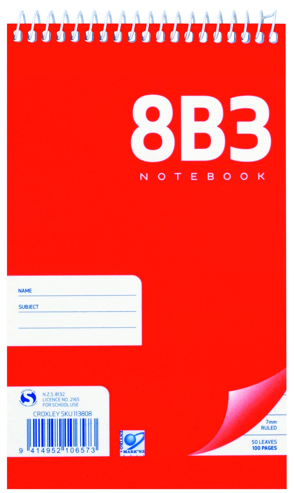 Warwick Notebook 8B3 50 Leaf Spiral Ruled 7mm 100x165mm | Paper Plus