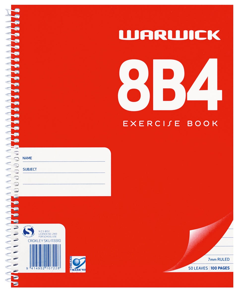 Warwick Notebook 8B4 50 Leaf Spiral Ruled 7mm 230x180mm | Paper Plus