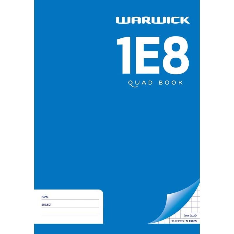 Warwick Exercise Book 1E8 36 Leaf A4 Quad 7mm 297x210mm (MA4 Equivalent ...