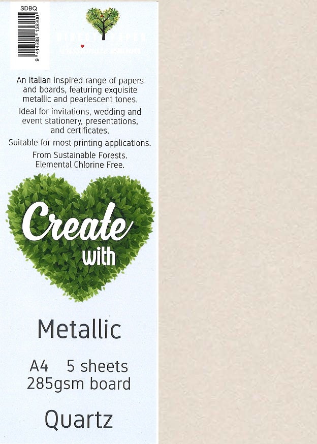 Metallic Board A4 285gsm Quartz Pack 5 | Paper Plus