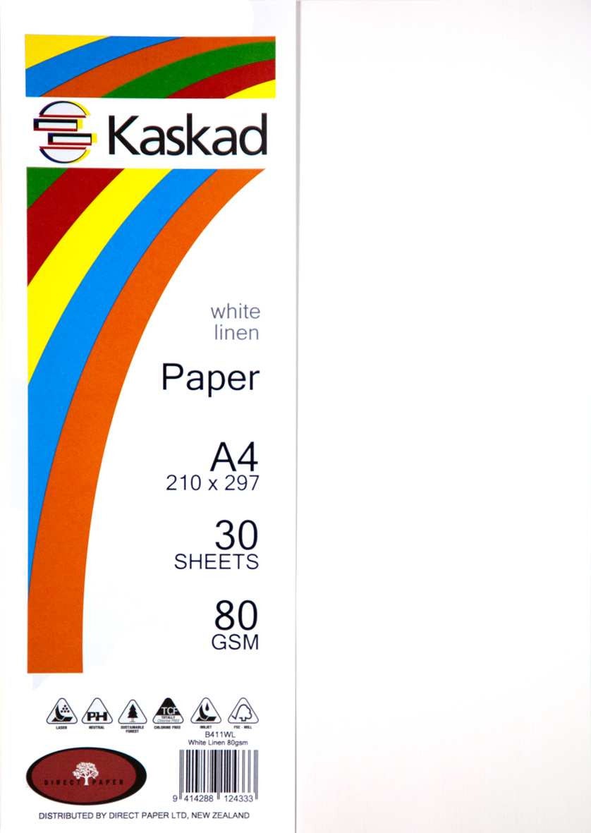 Kaskad Paper A4 80gsm White Linen Pack 30 | Paper Plus