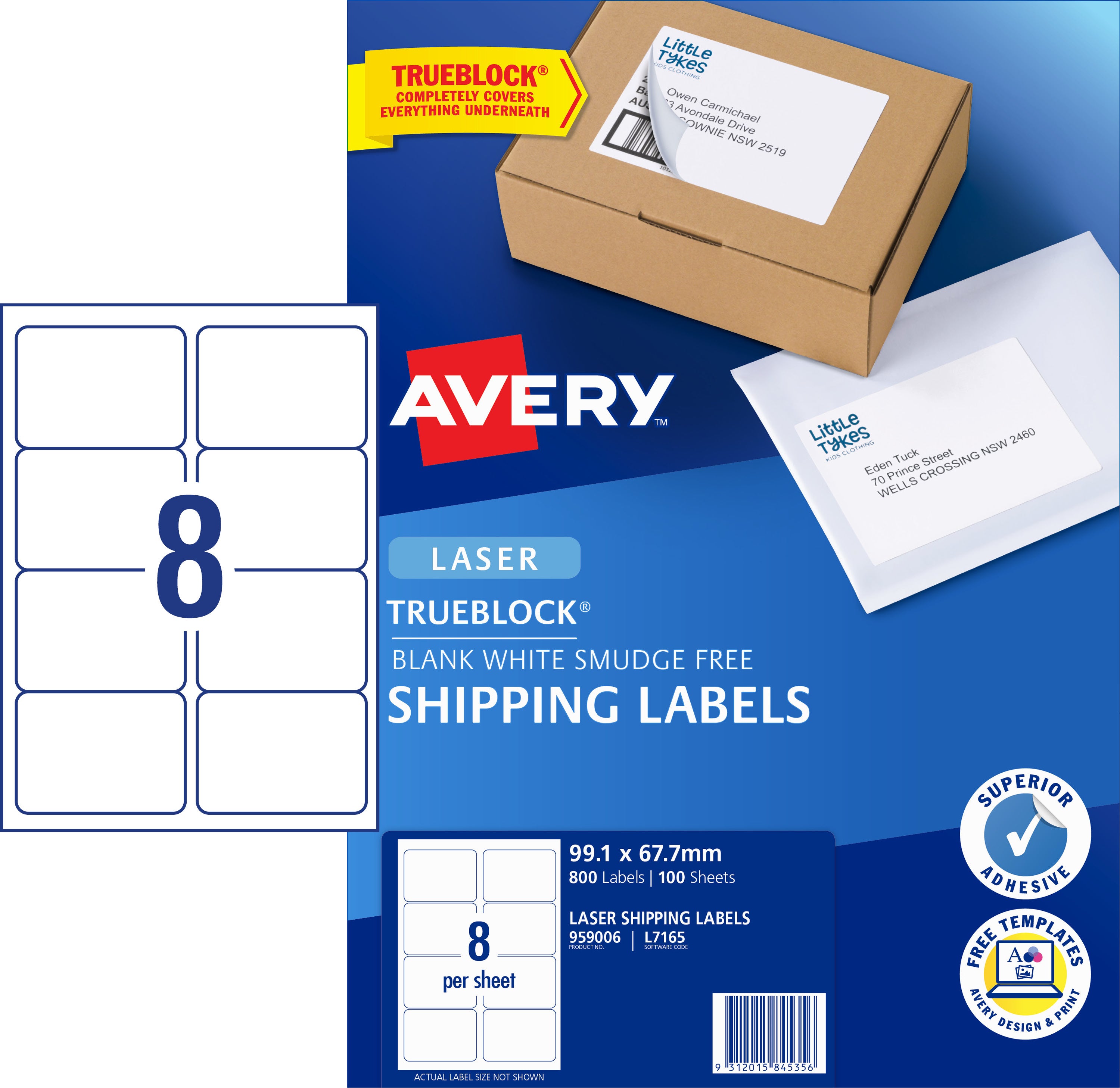 Avery Label L7165-100 FSC Mix Credit 100 Sheets Laser | Paper Plus