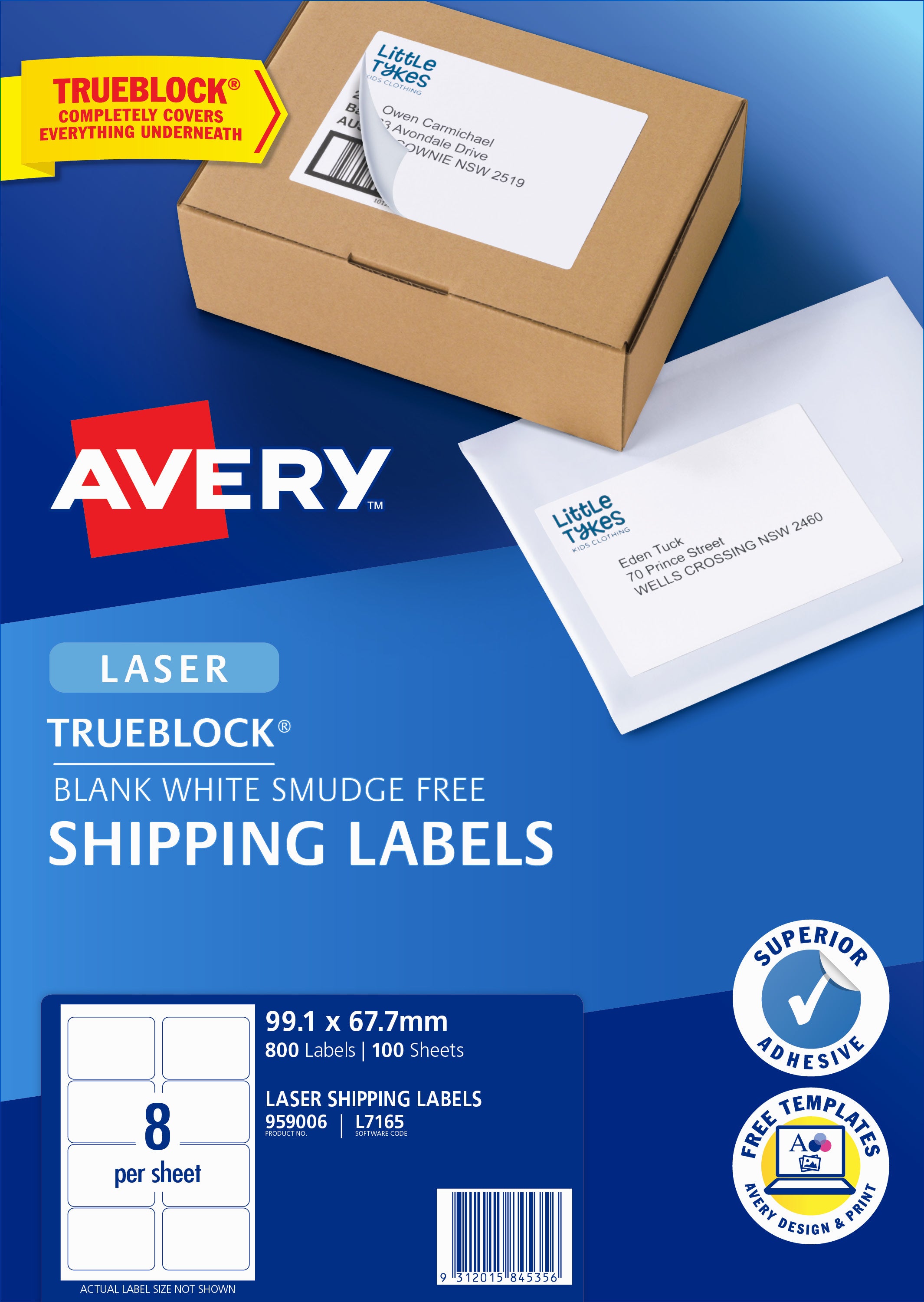 Avery Label L7165-100 FSC Mix Credit 100 Sheets Laser | Paper Plus