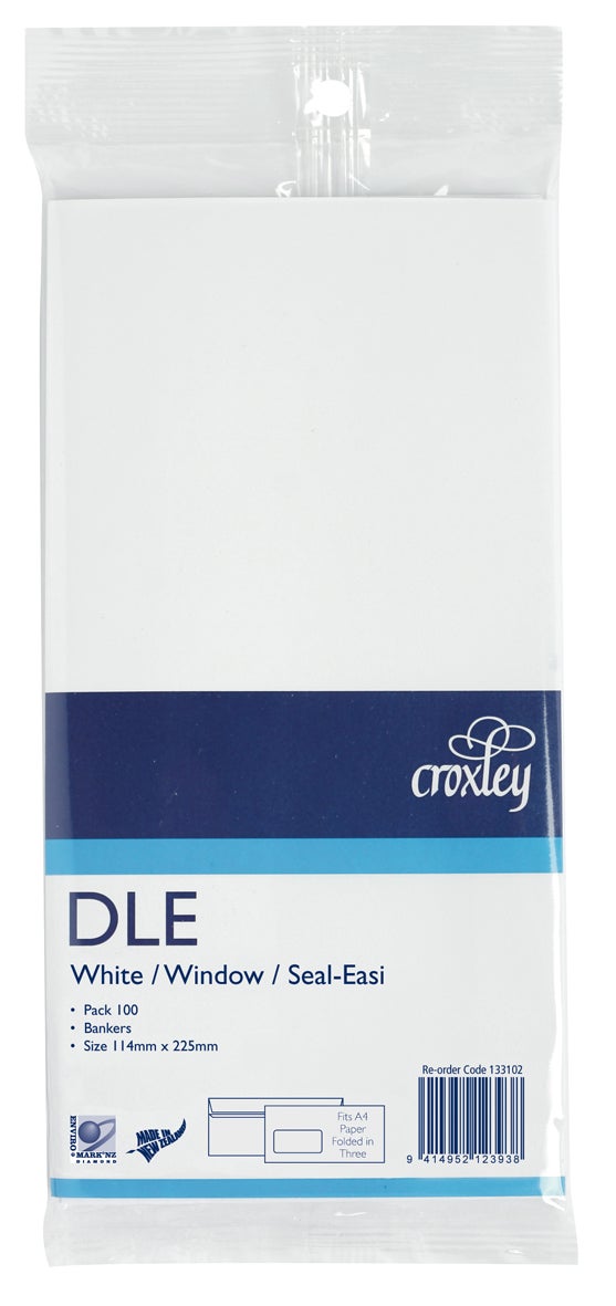 Croxley Envelopes DLE Seal Easi Window White Pack 100 | Paper Plus