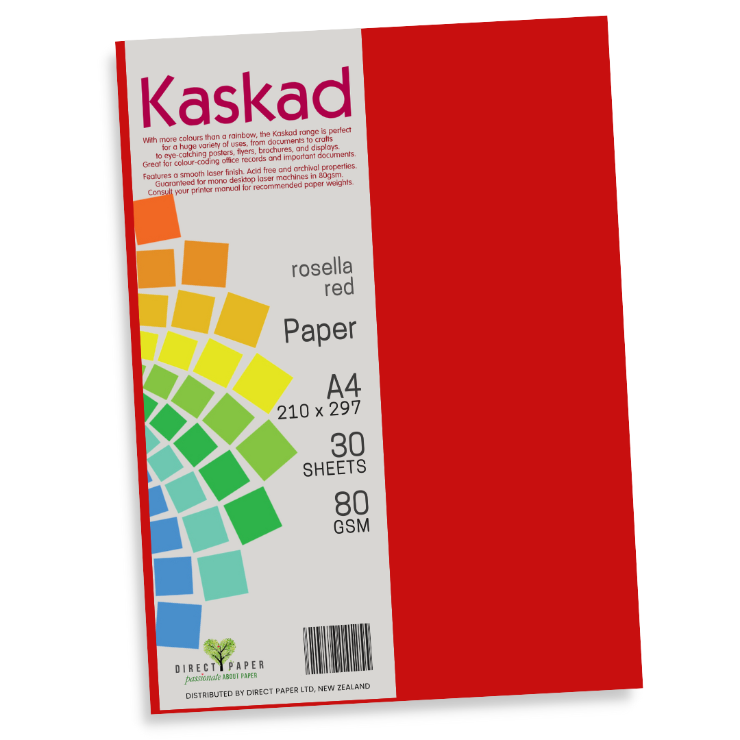 Kaskad Paper A4 80gsm Rosella Red Pack 30 | Paper Plus