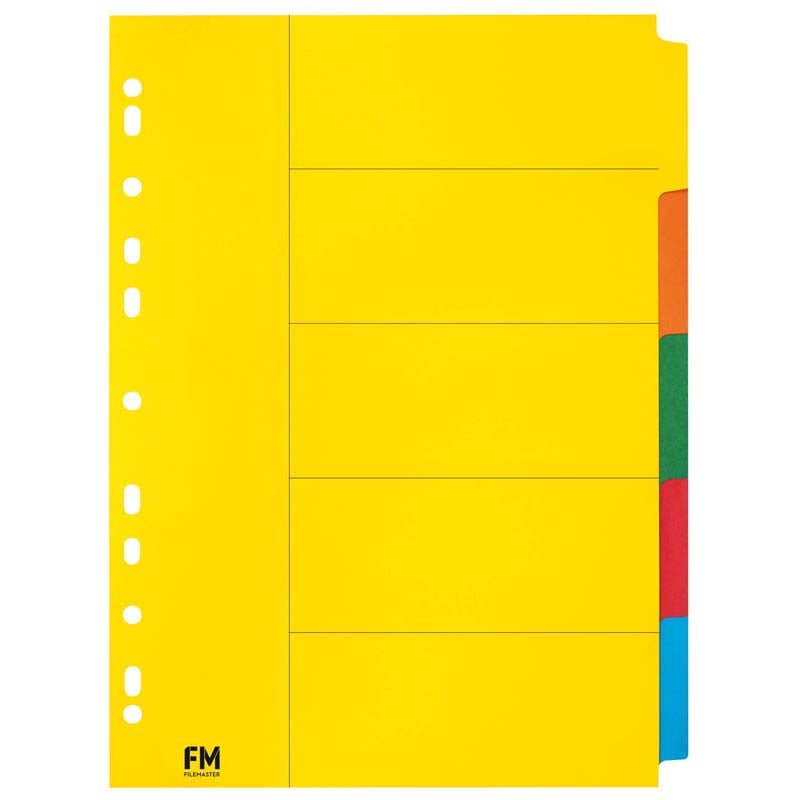 FM Indices A4 5 Tab Coloured Cardboard | Paper Plus