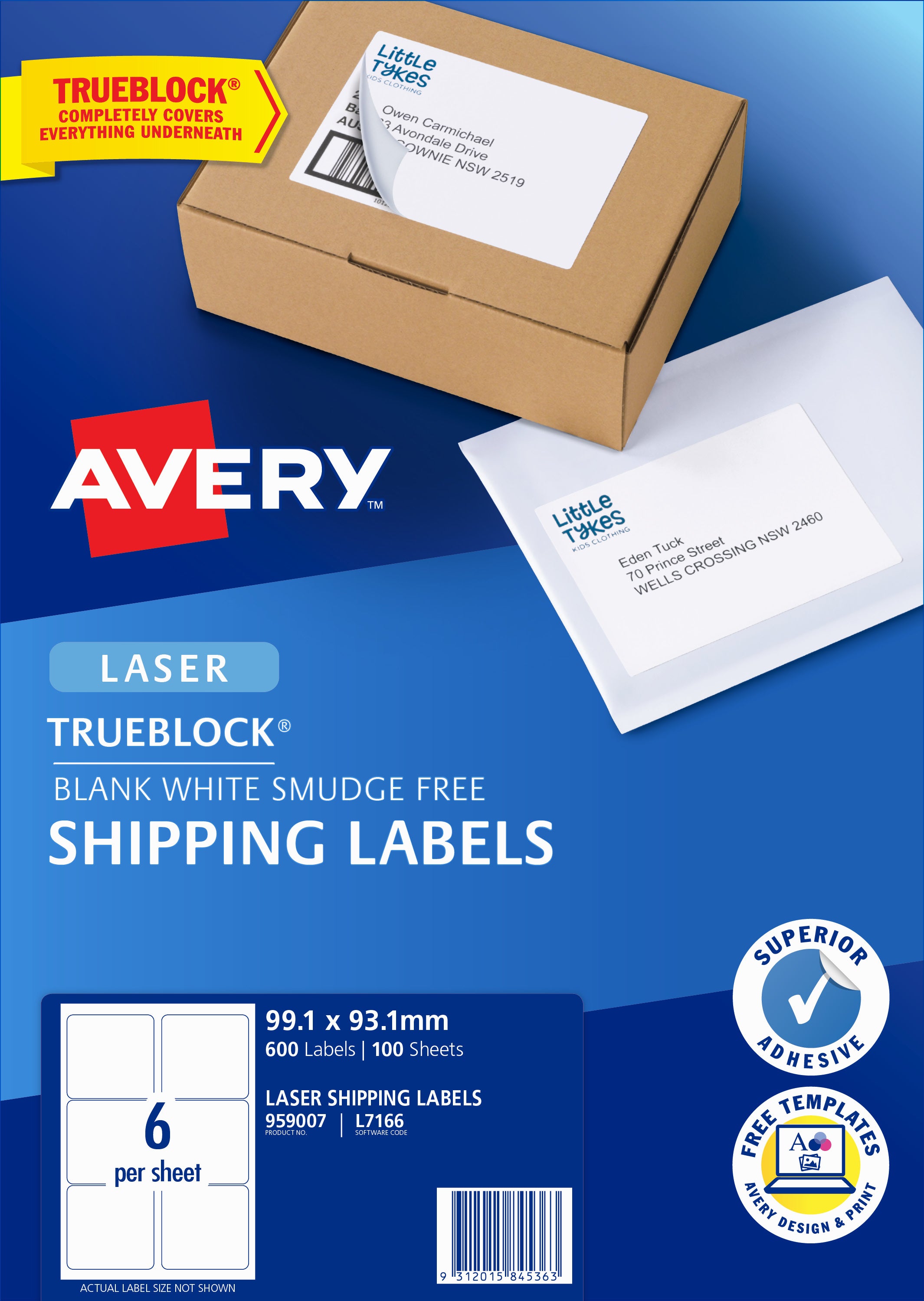 Avery Label L7166 Laser Shipping Labels 100 Sheets Laser | Paper Plus