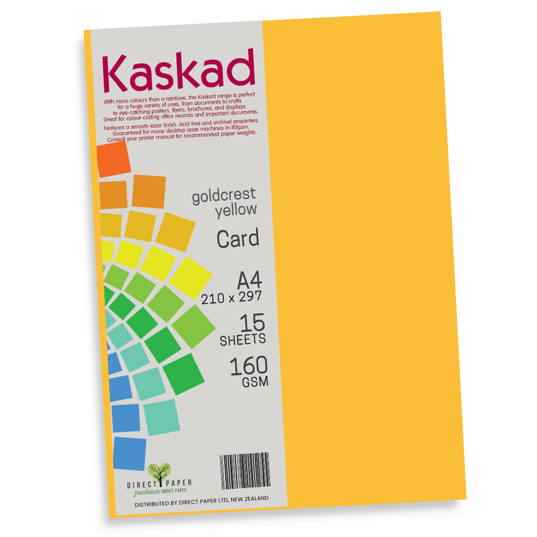 Kaskad Card A4 160gsm Gold Crest Yellow Pack 15 | Paper Plus
