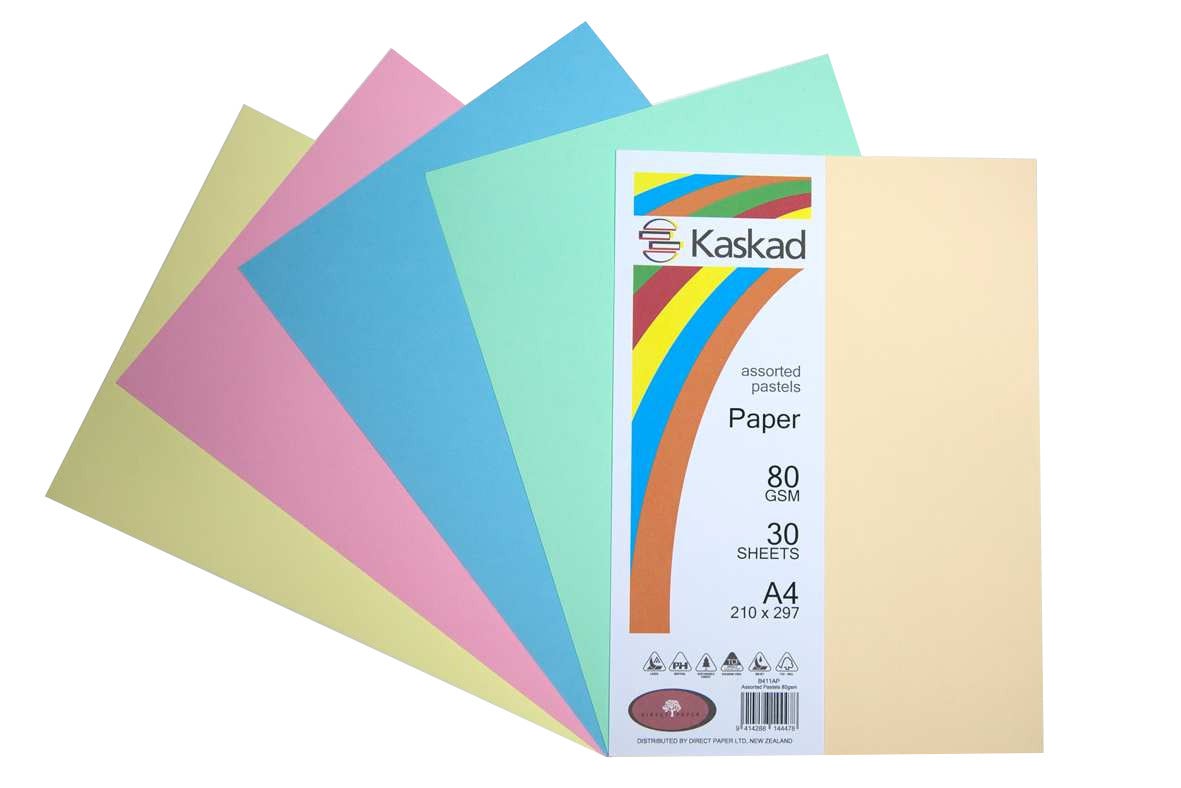 Kaskad Paper A4 80gsm Assorted Pastels Pack 30 | Paper Plus