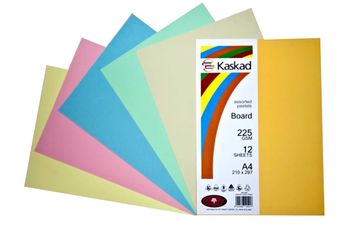 Kaskad Board A4 225gsm Assorted Pastels Pack 12 | Paper Plus
