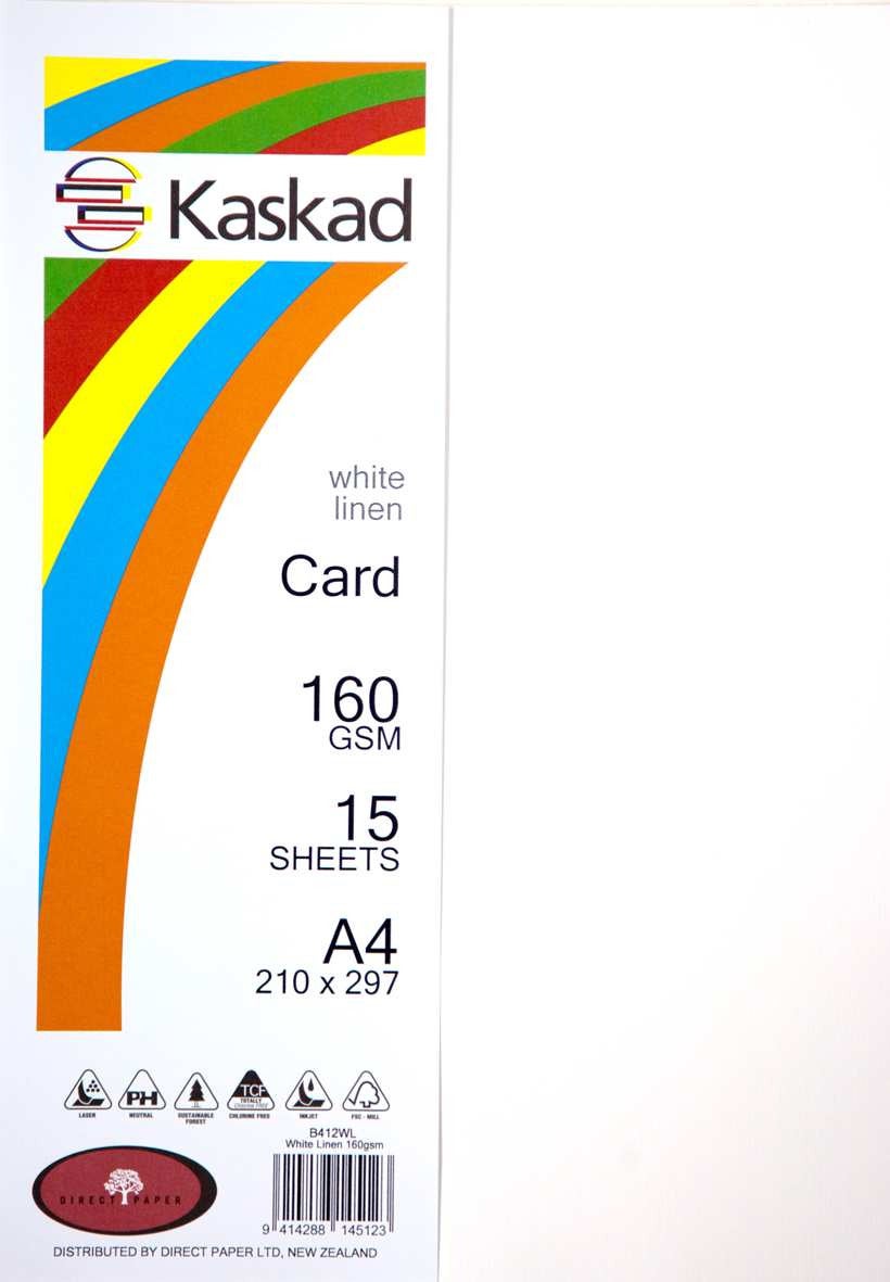 Kaskad Card A4 160gsm White Linen Pack 15 | Paper Plus