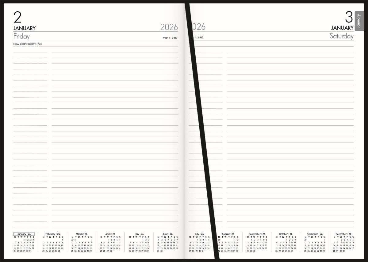 2026 Collins A41 Day to Page Black Diary | Paper Plus