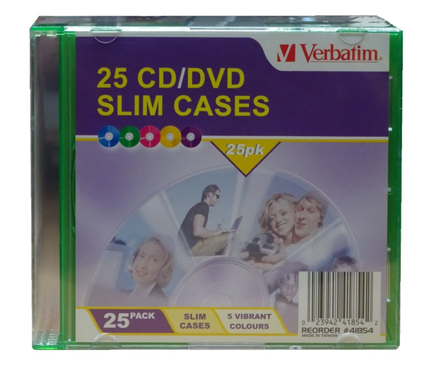 Verbatim CD/DVD 25 Pack Coloured Slim Cases | Paper Plus