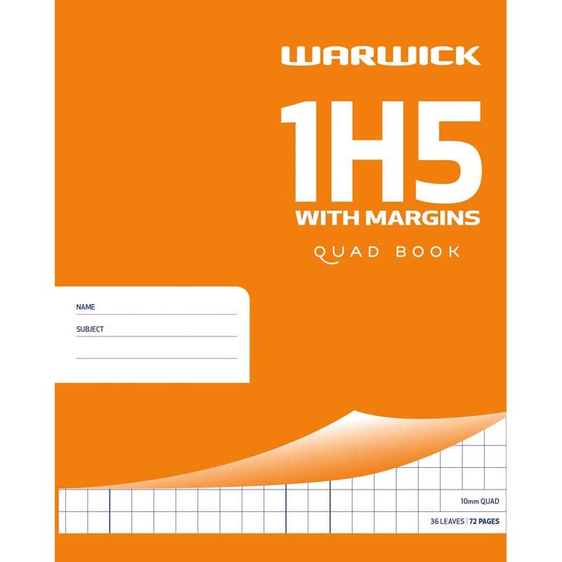 Warwick Exercise Book 1H5 36 Leaf With Margin Quad 10mm 255x205mm (JMB ...