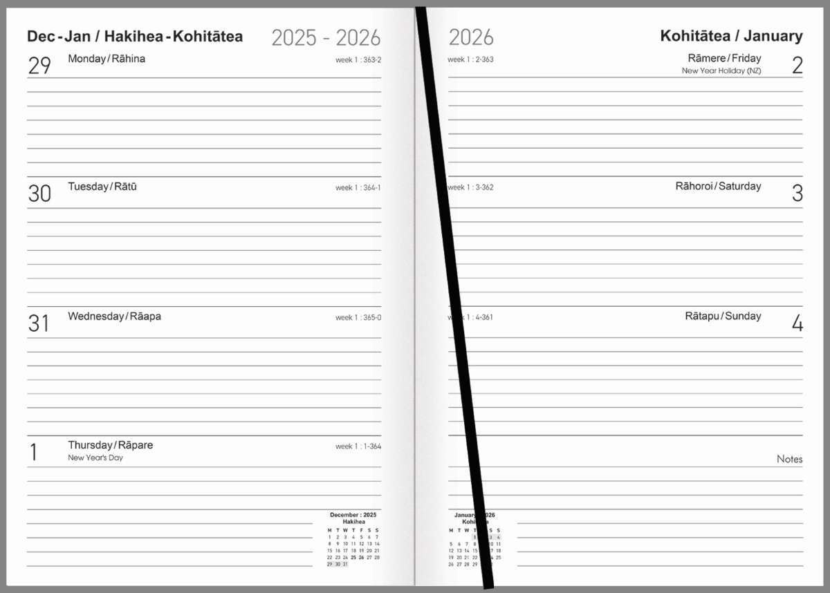 2026 Collins A53 NZ Birds Week to View Diary | Paper Plus