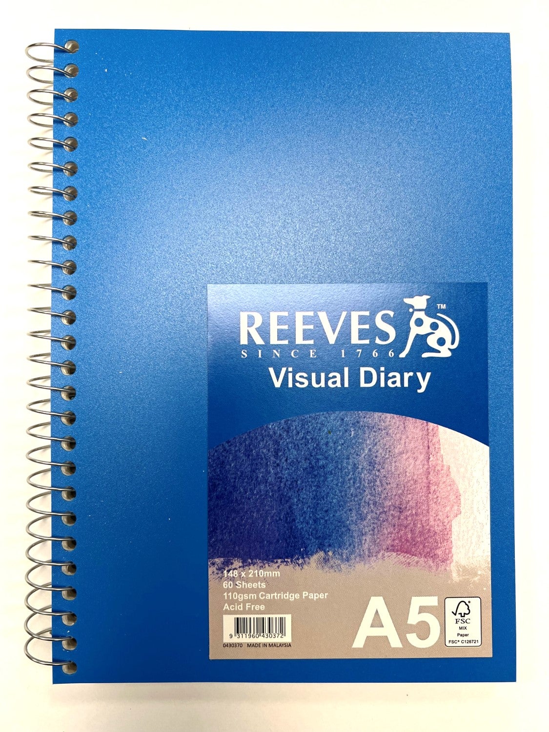 Reeves Visual Diary A5 110gsm 60 Sheet FSC Blue | Paper Plus
