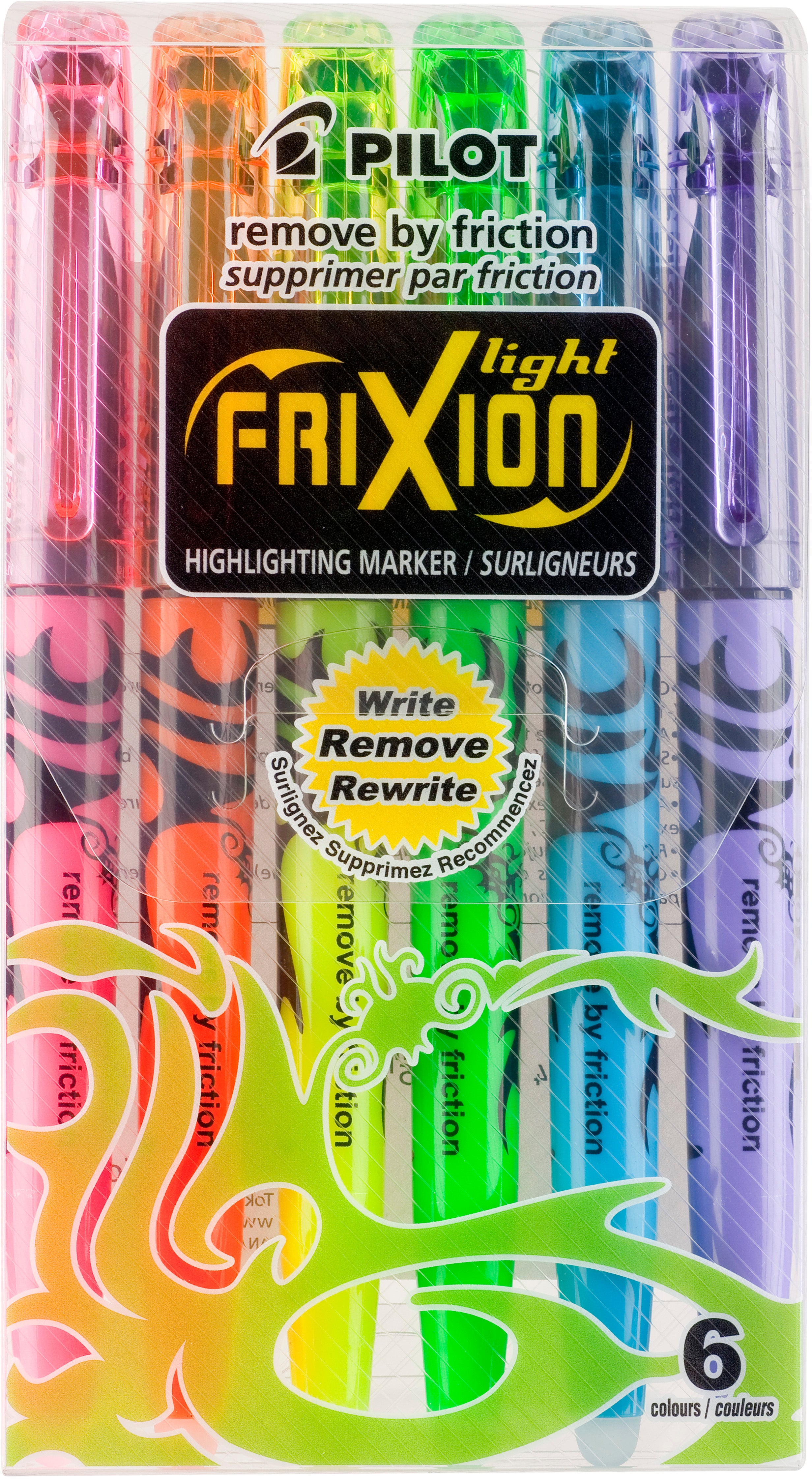 Pilot Frixion Light Erasable Highlighter Assorted Pack 6 | Paper Plus