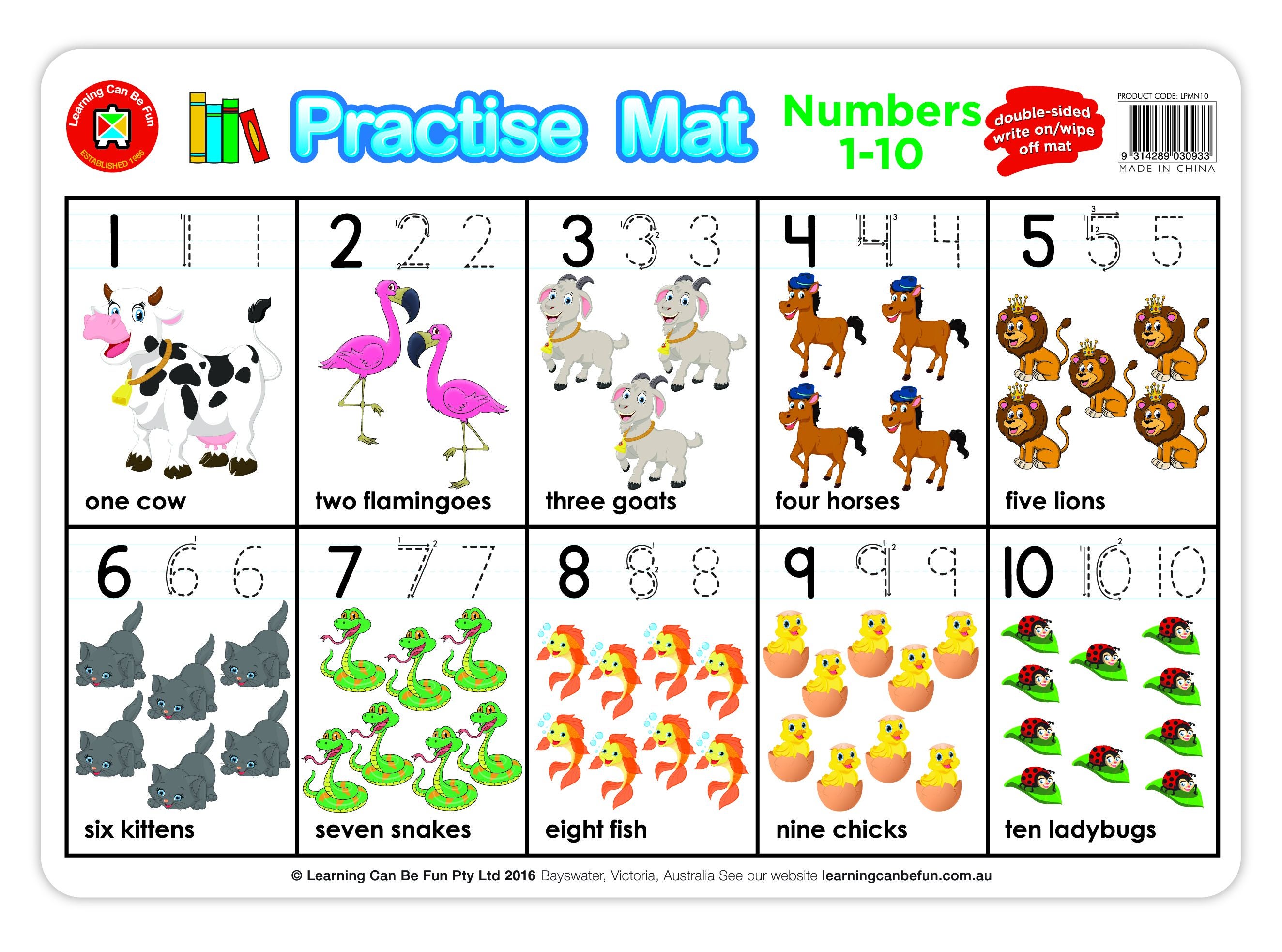 Learning Can Be Fun Practice Mats Numbers 1-10 | Paper Plus