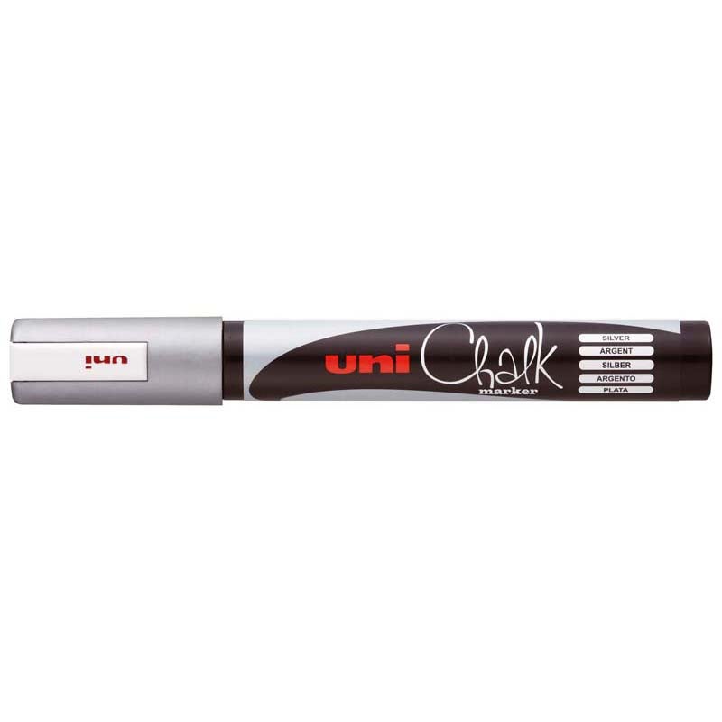 Uni Chalk Marker 1.8-2.5mm Bullet Tip Silver PWE-5M | Paper Plus