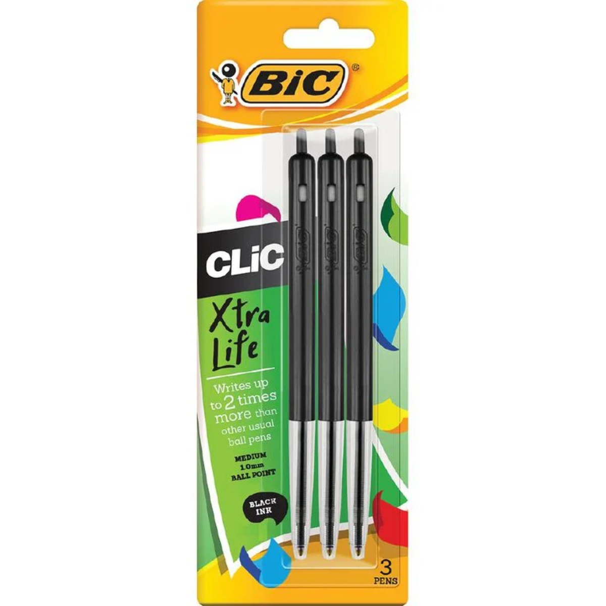 Bic Clic Pens 3 Pack Black Black 3 Pack | Paper Plus