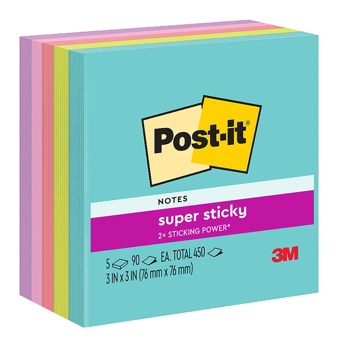 Post-it Super Sticky Notes Supernova 76x76mm, 654, 5 pack | Paper Plus