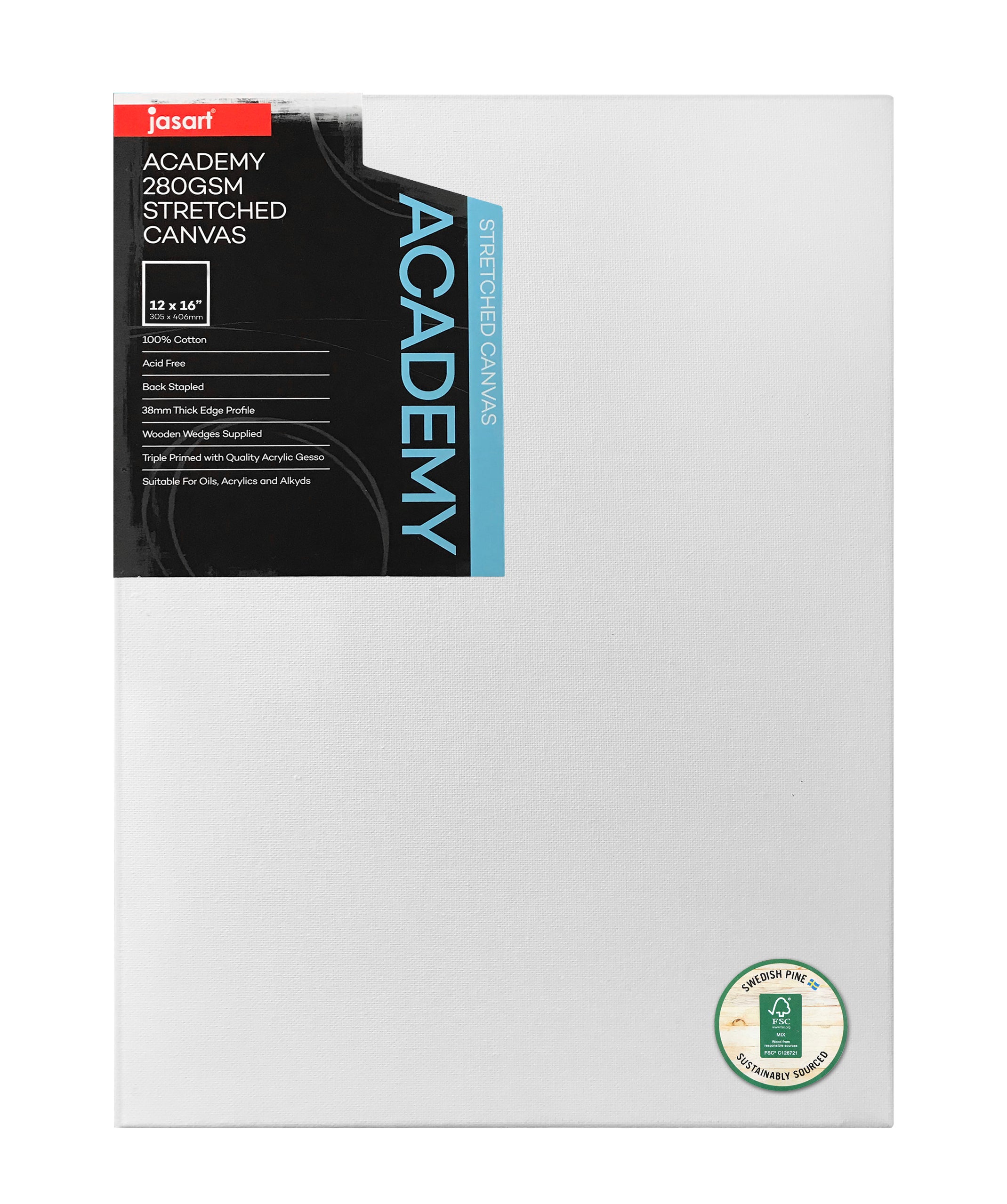 Jasart Academy Stretched Canvas 1 1/2" Thick Edge 12x16" | Paper Plus