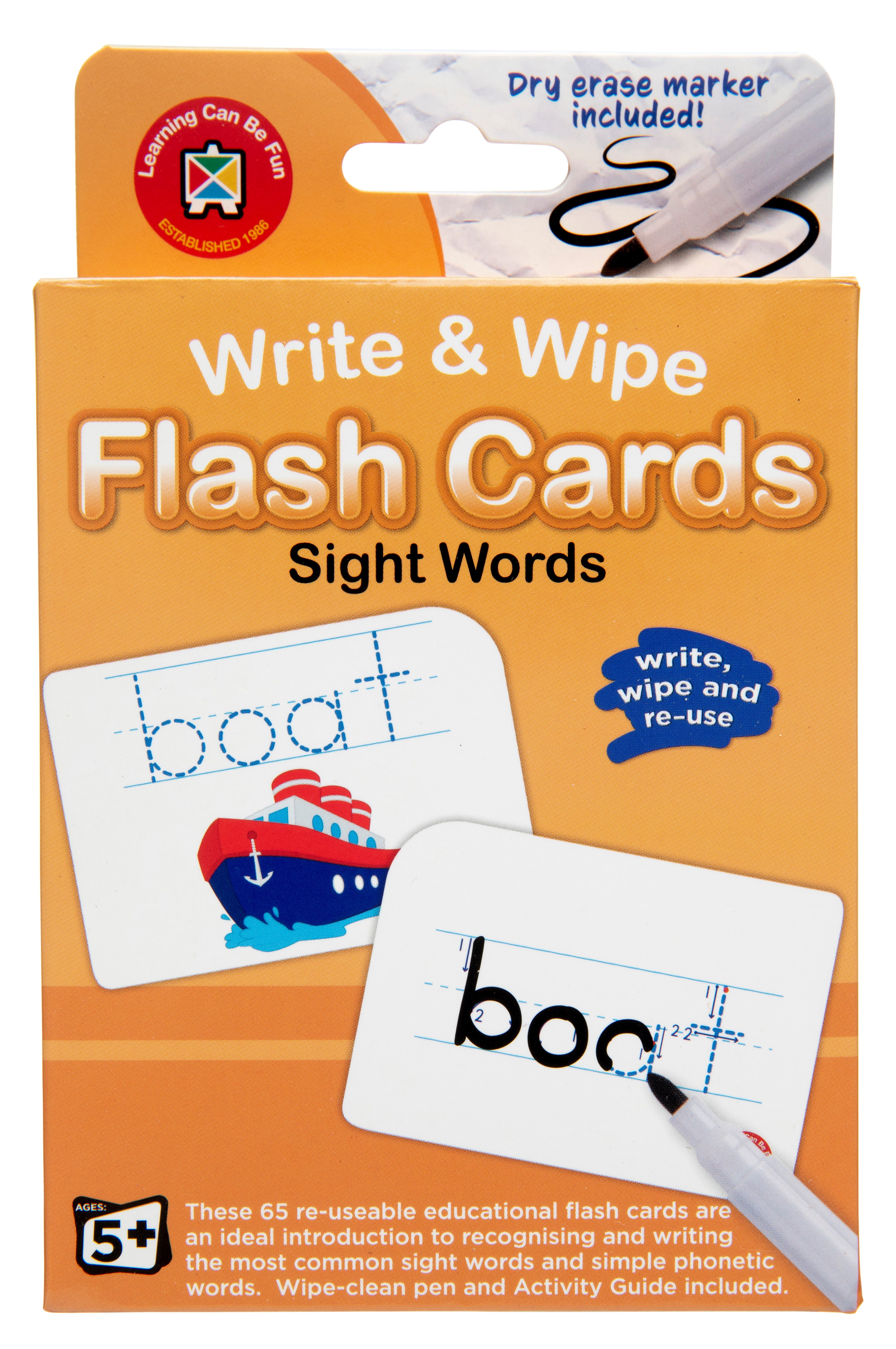 Learning Can Be Fun, Write & Wipe Flashcards with Marker, Sight Words ...