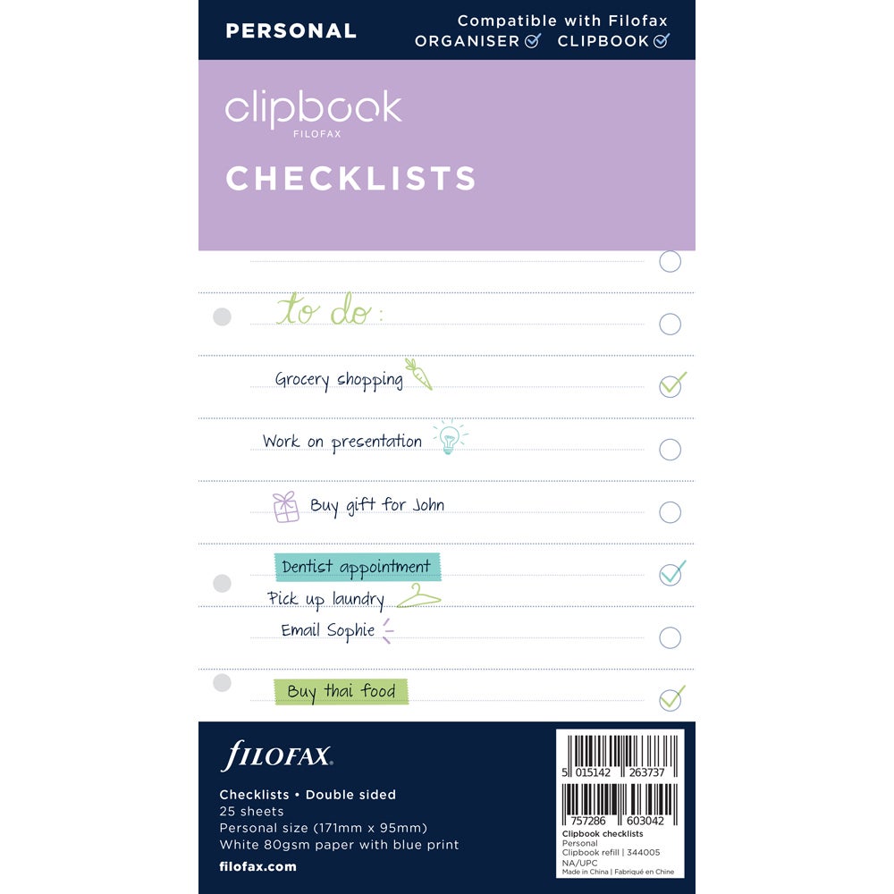 Filofax Clipbook Personal To Do List Refill | Paper Plus