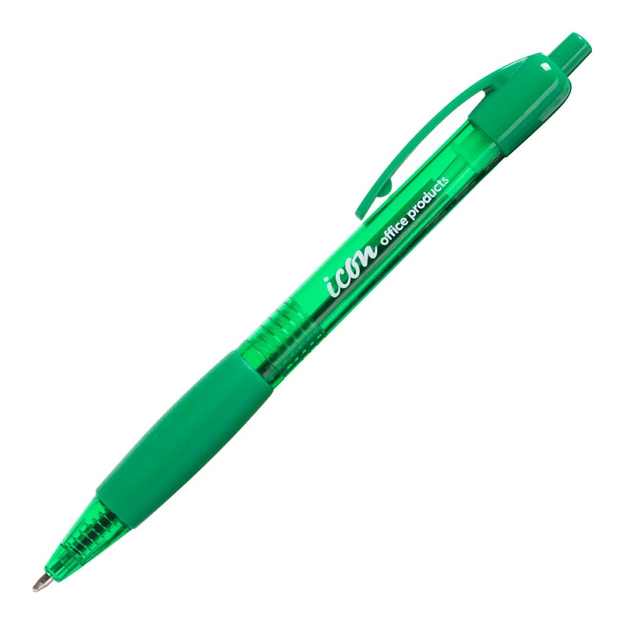 Icon Ballpoint Retractable Pens with Grip Medium Green | Paper Plus
