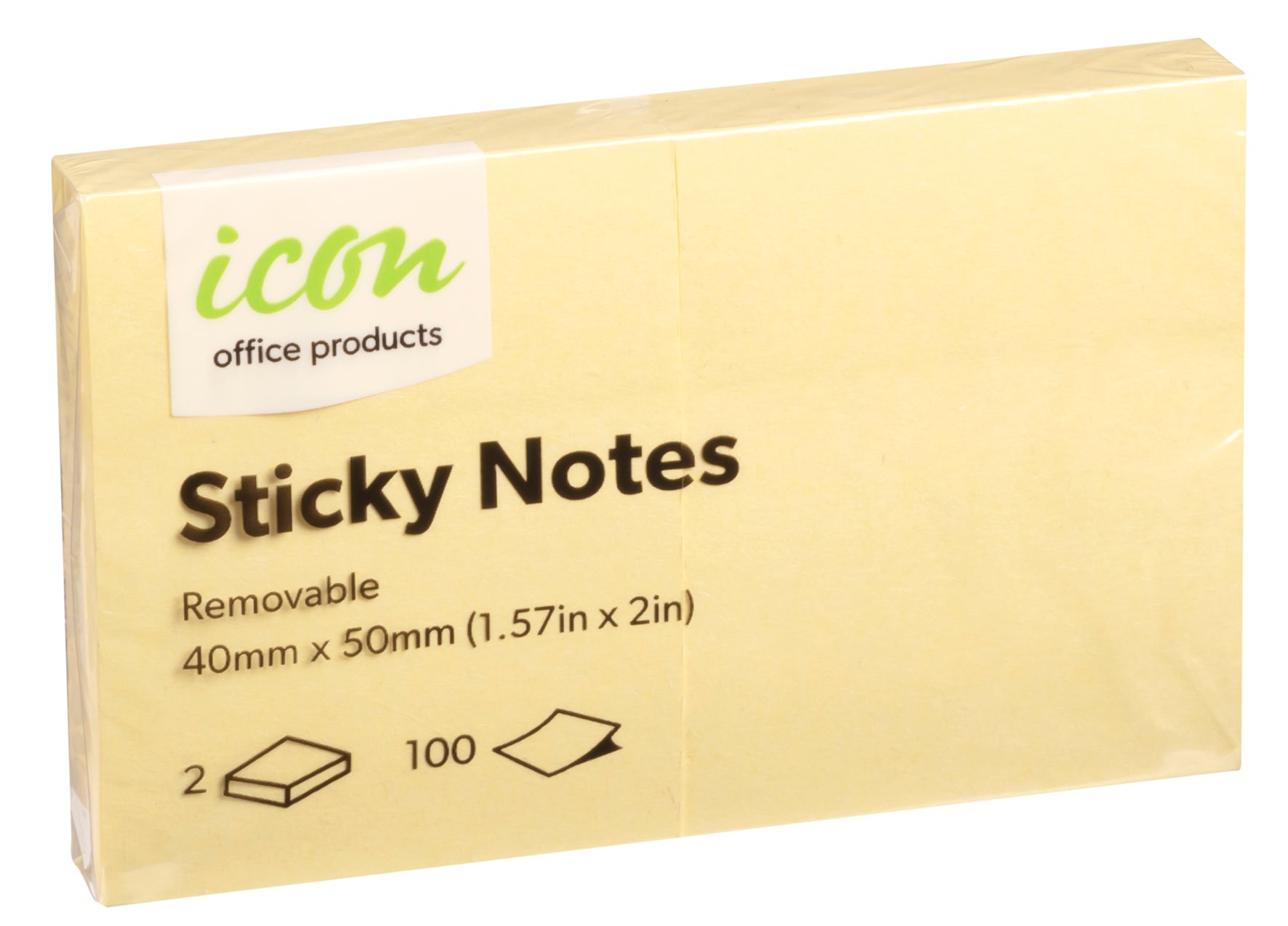 Icon Sticky Notes 40mm x 50mm Yellow 2 Pack | Paper Plus