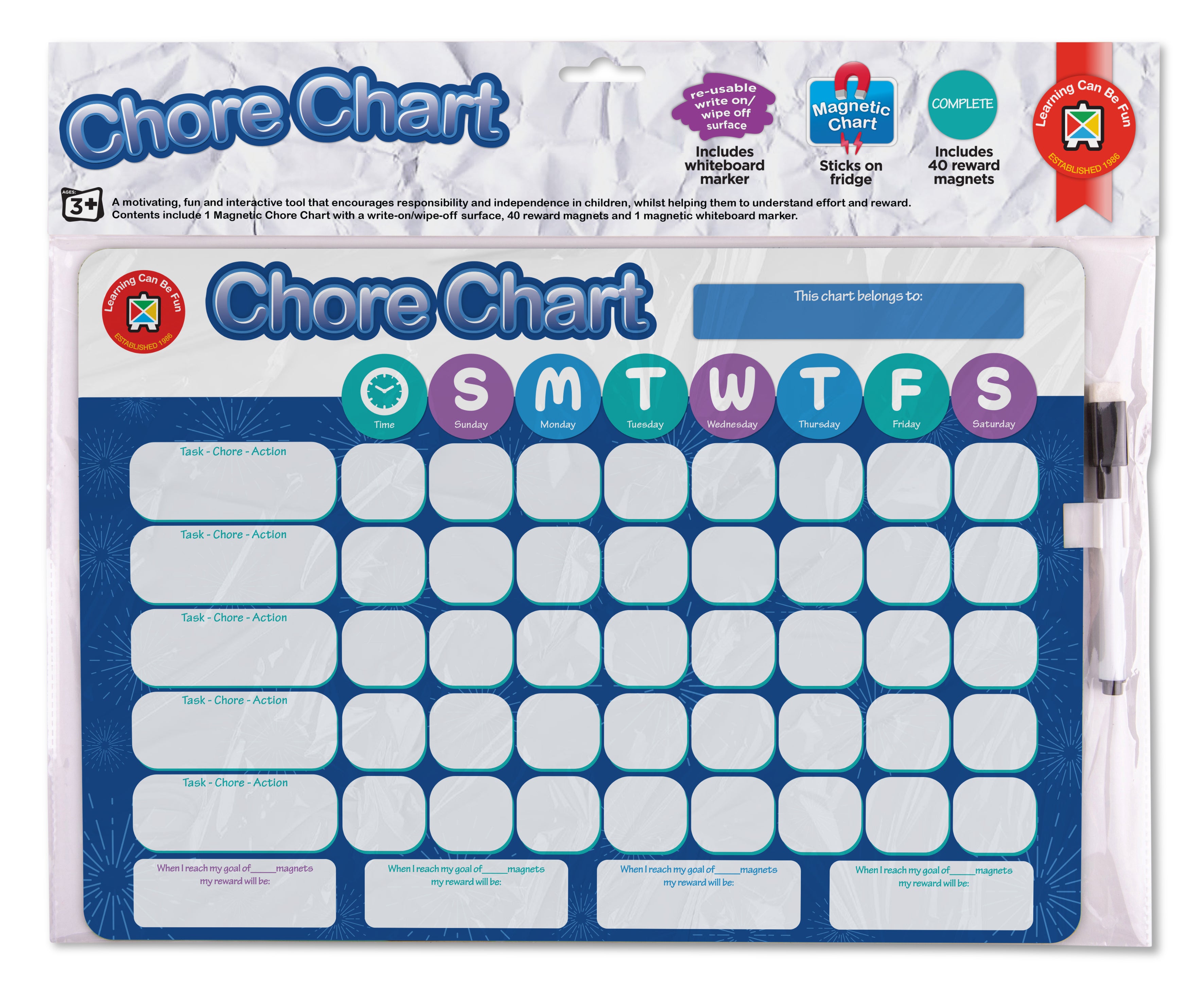 Learning Can Be Fun Reward Chart Magnetic Chore | Paper Plus