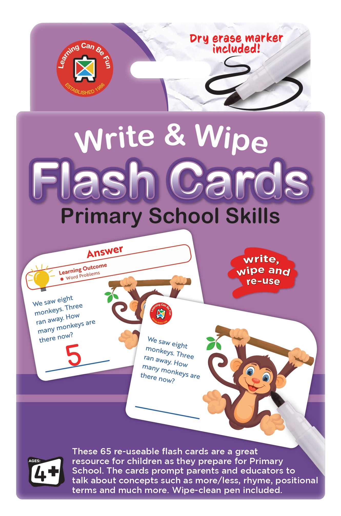 Learning Can Be Fun Write & Wipe Flashcards Primary School Skills w ...