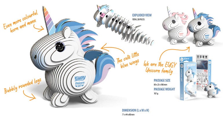 Eugy: 069 Unicorn Sky - 3D Cardboard Model | Paper Plus