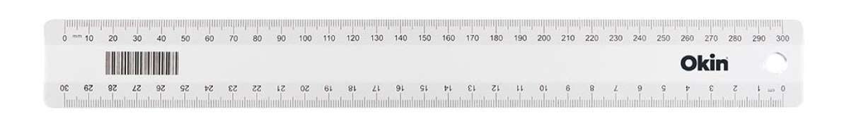 Okin Ruler Clear 30cm | Paper Plus