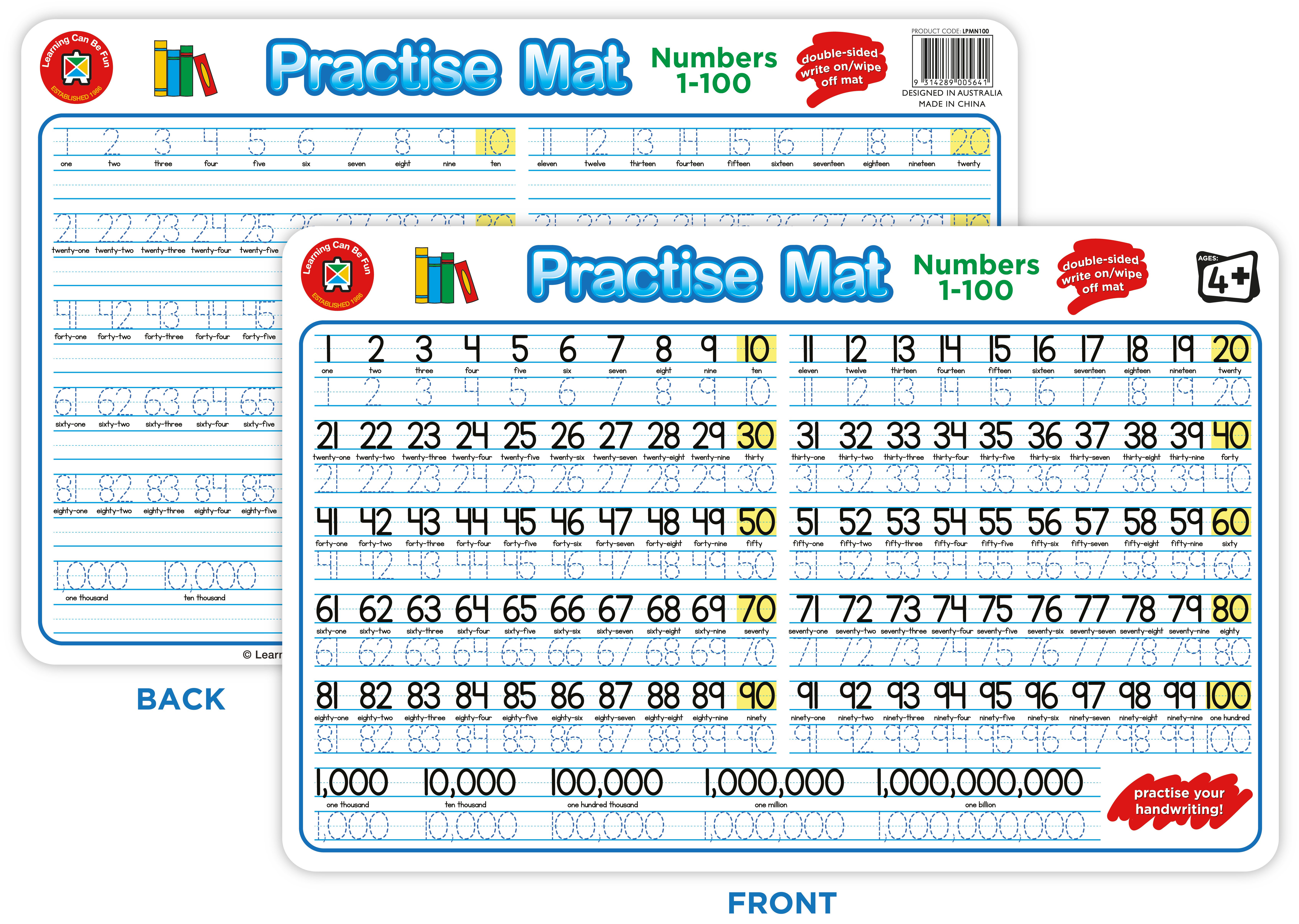Learning Can Be Fun Practise Mats Numbers 1 to 100 | Paper Plus