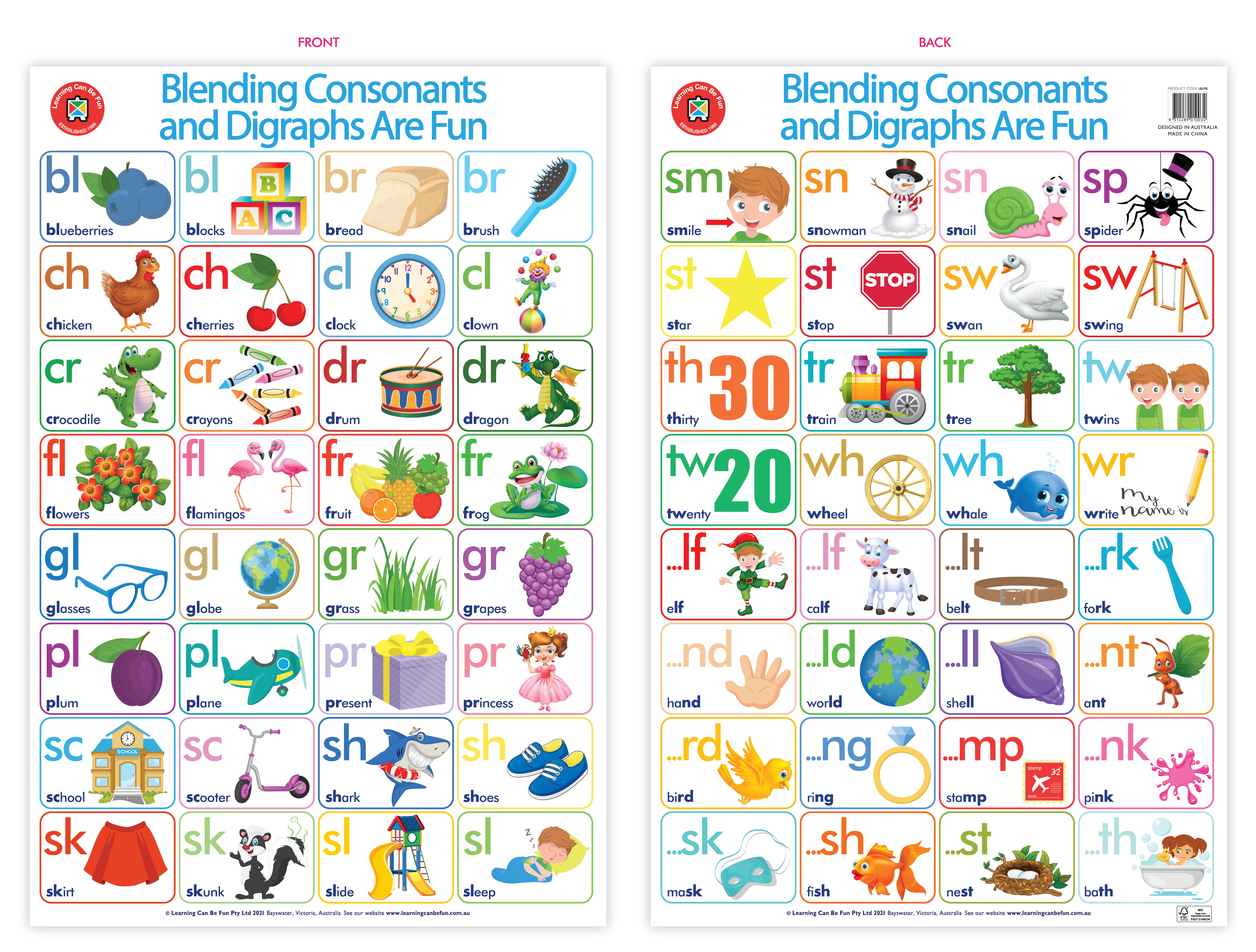 Learning Can Be Fun Wall Chart Blending Consonants Are Fun Poster ...