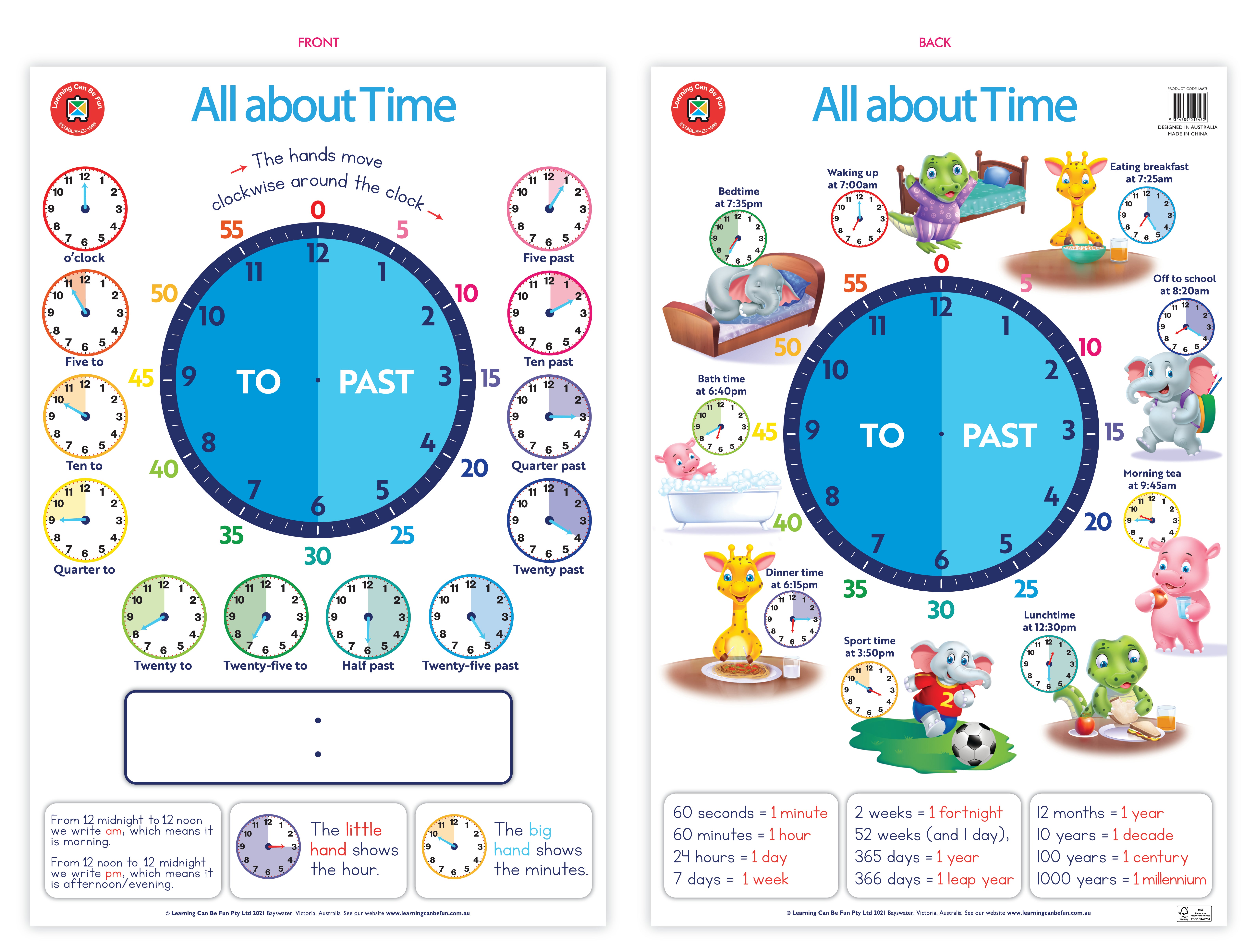 Learning Can Be Fun Wall Chart All About Time Poster | Paper Plus