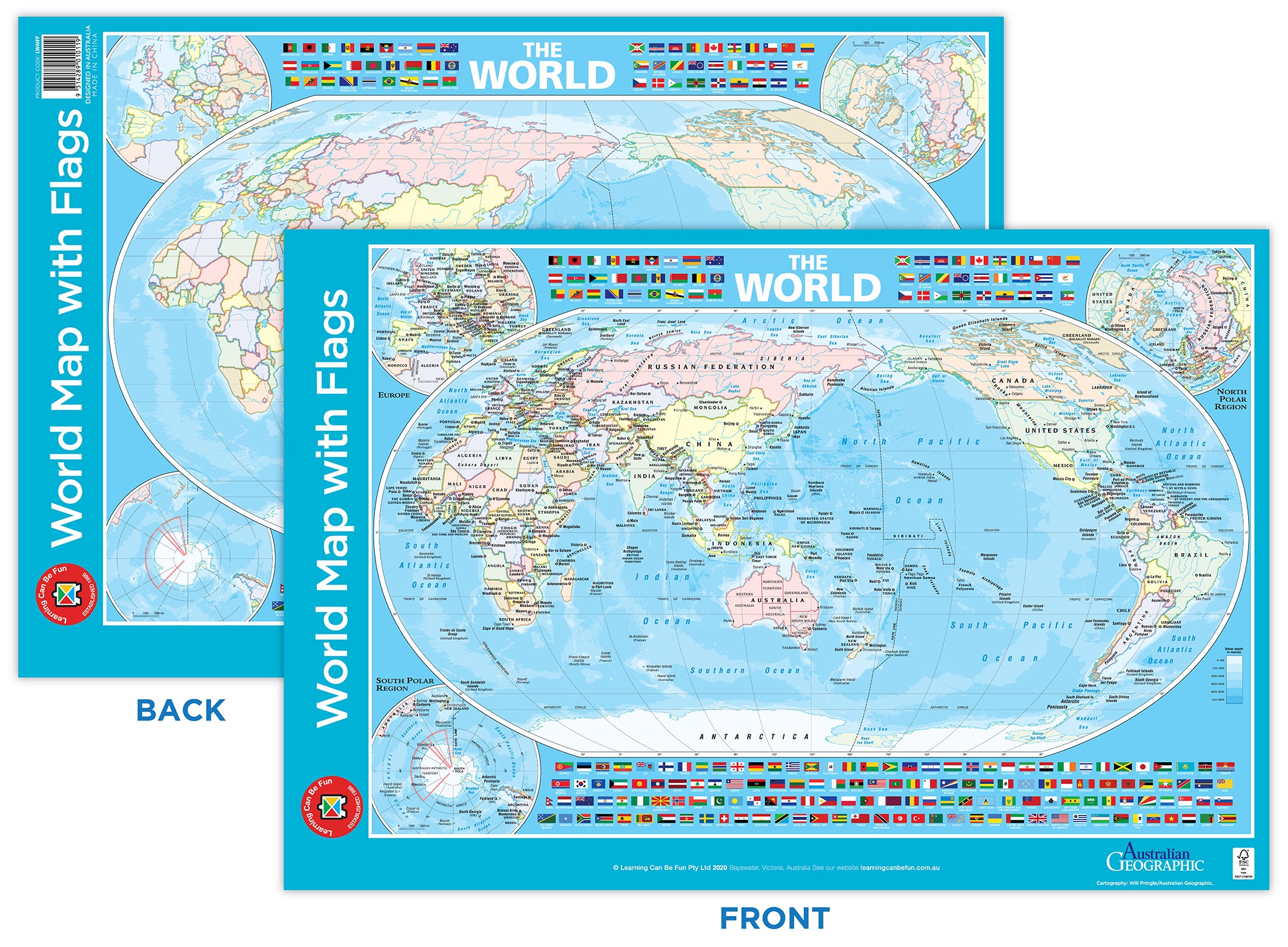 Learning Can Be Fun, World Map Poster with Flags | Paper Plus