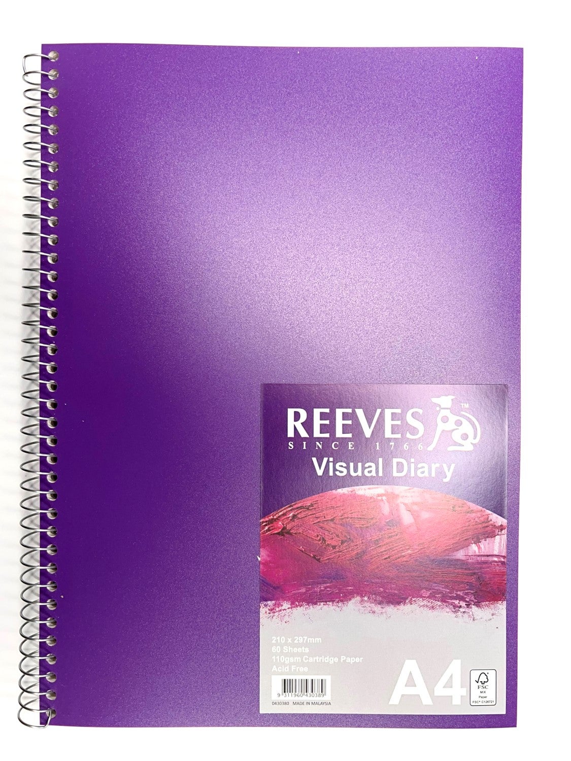Reeves A4 Visual Diary110gsm 60 Sheet FSC Purple | Paper Plus