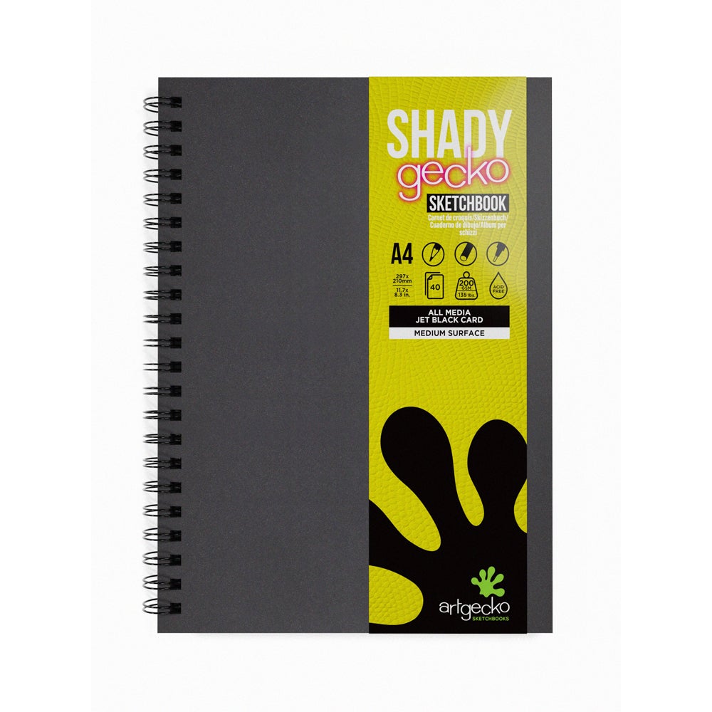 Artgecko Shady Sketchbook A4 80 Pages 40 Sheets 200gsm Black Toned Card ...