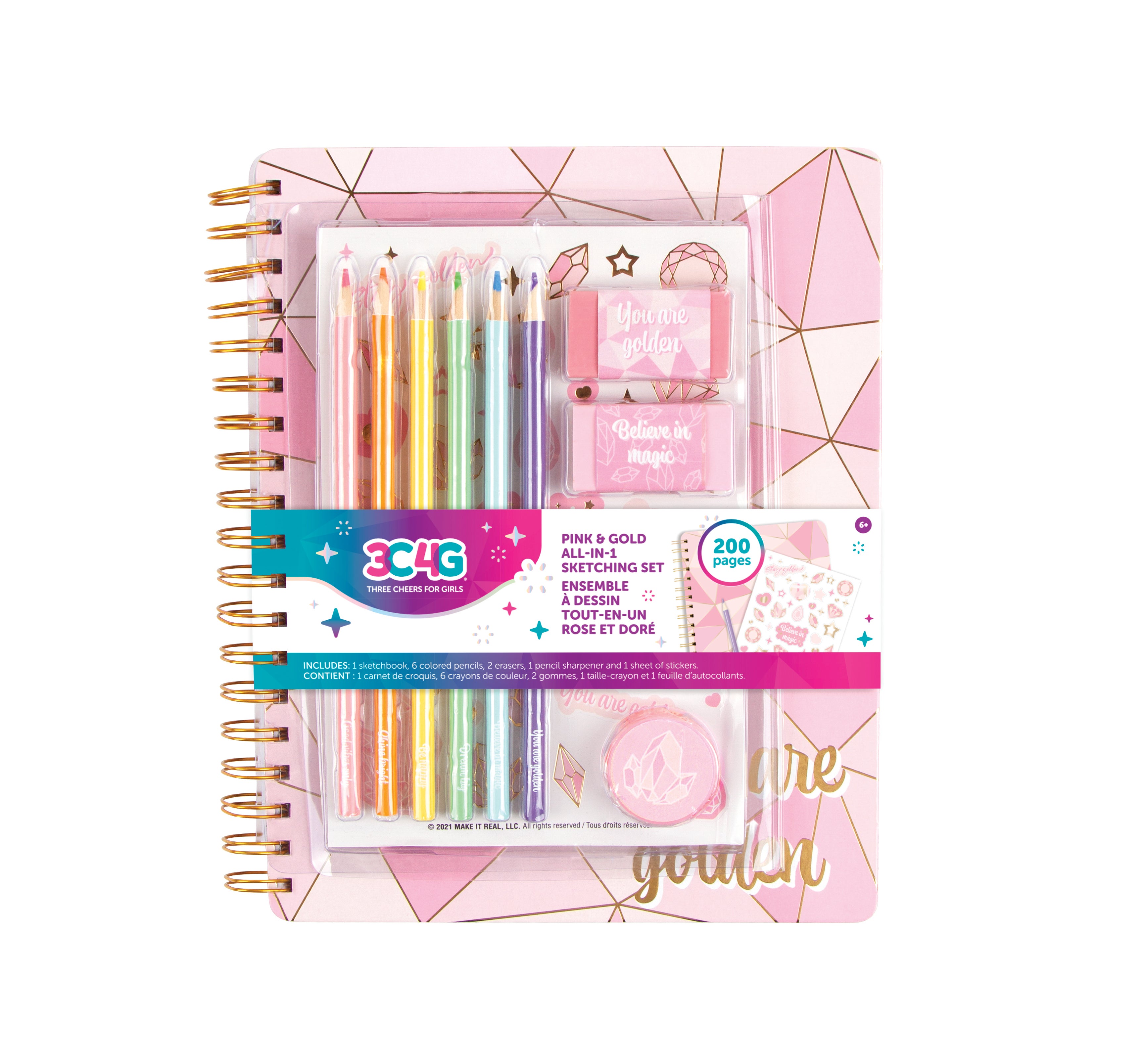3C4G Pink & Gold All-In-1 Sketching Set | Paper Plus