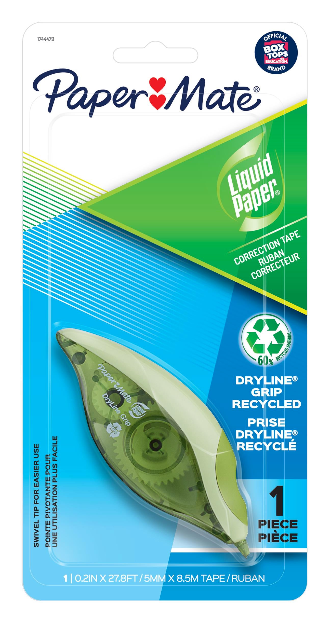 Paper Mate Liquid Paper Dryline Grip Recycled 5mm Correction Tape, 1 ...