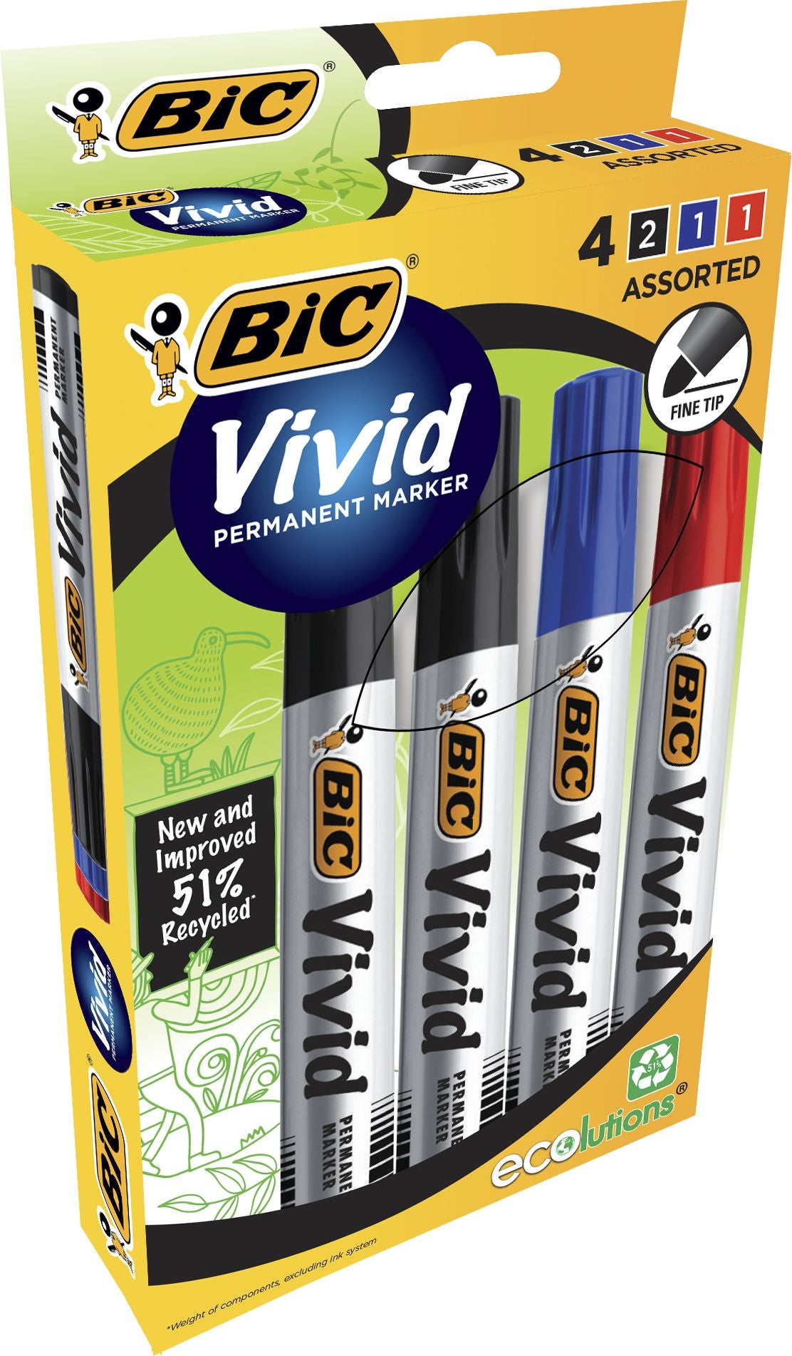 BIC Eco Vivid Permanent Marker Assorted 4pk | Paper Plus